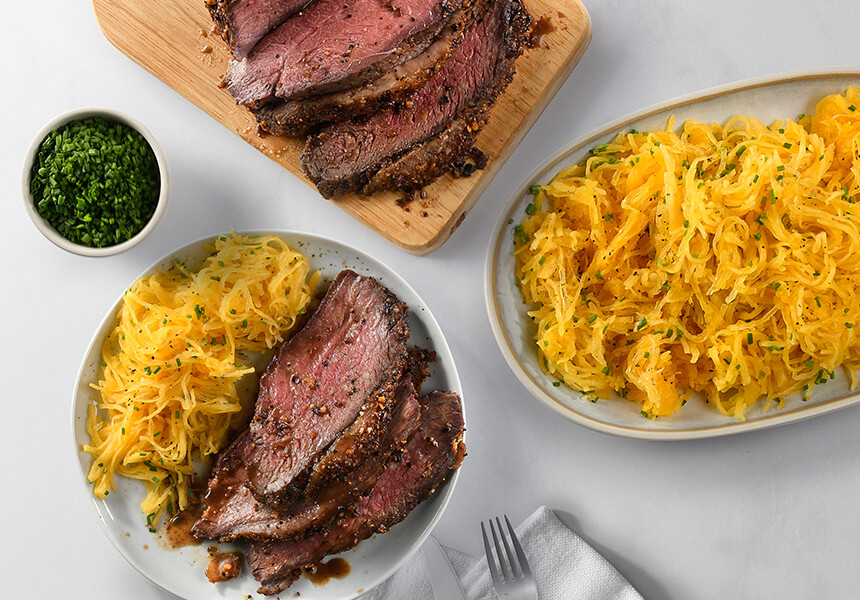 Montreal Steak Spiced Roast Beef with Spaghetti Squash | Sobeys Inc.